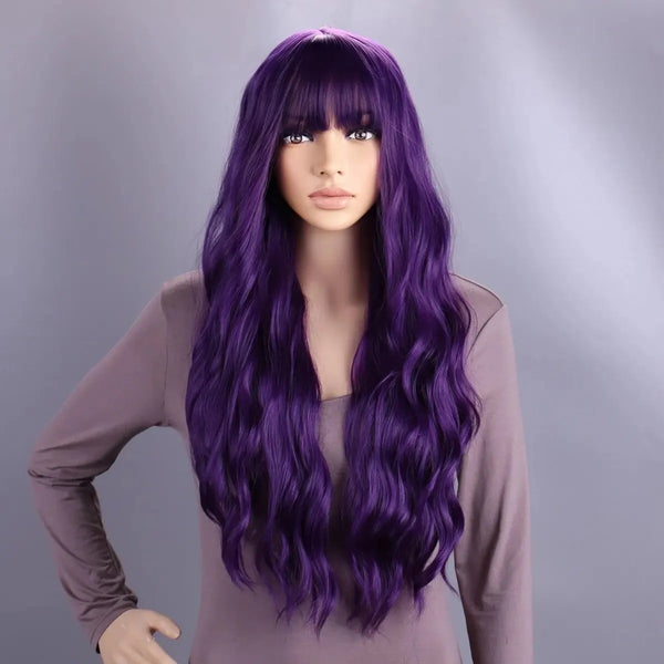 Popxstar Long Purple Wig for Women 28" Long Lavender Purple Wig With B ...